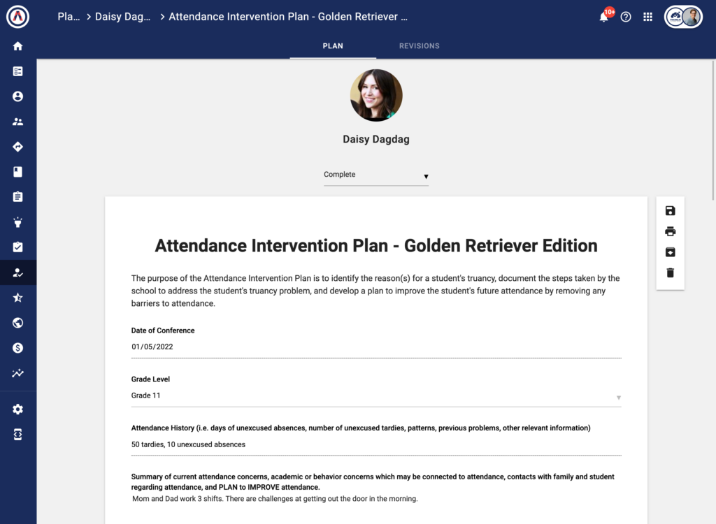 Attendance Intervention Plan - Golden Retriever Edition - Abre Marketplace